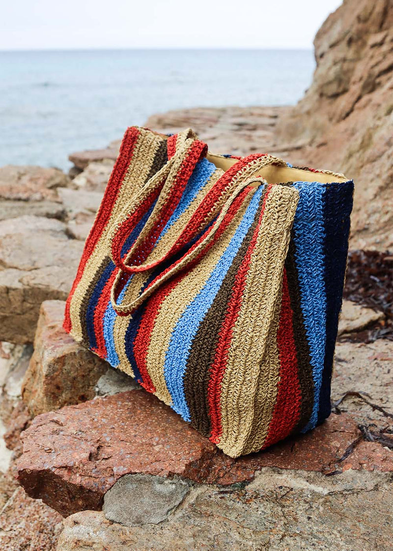 Sac cabas raphia multicolore - La Fée Maraboutée