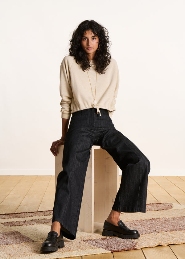 Sweat branco amplo iridescente mangas compridas - La Fée Maraboutée