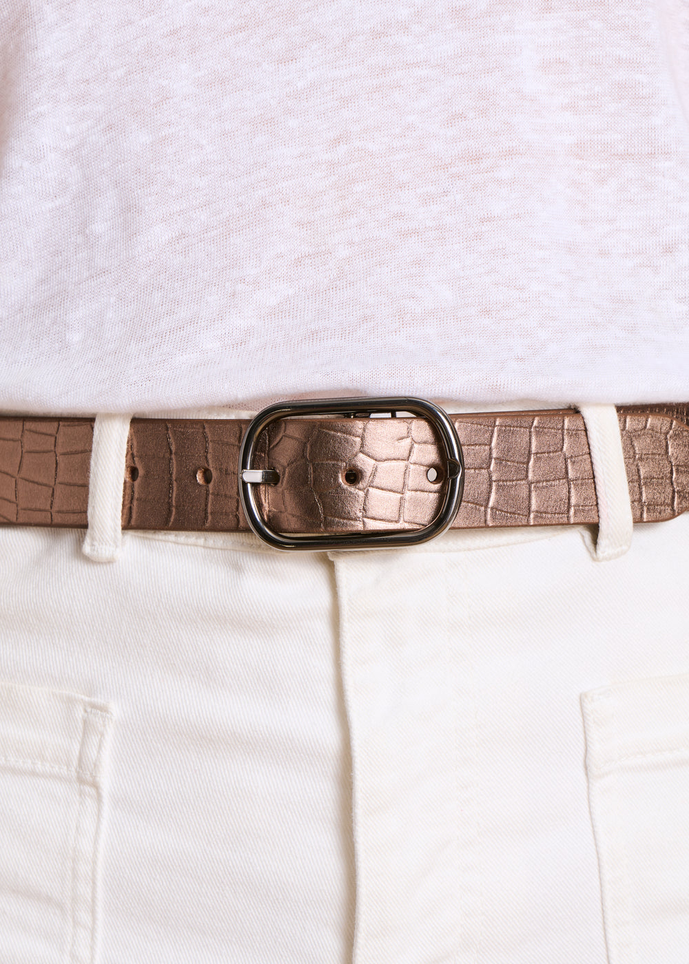 Ceinture marron en cuir réversible - La Fée Maraboutée