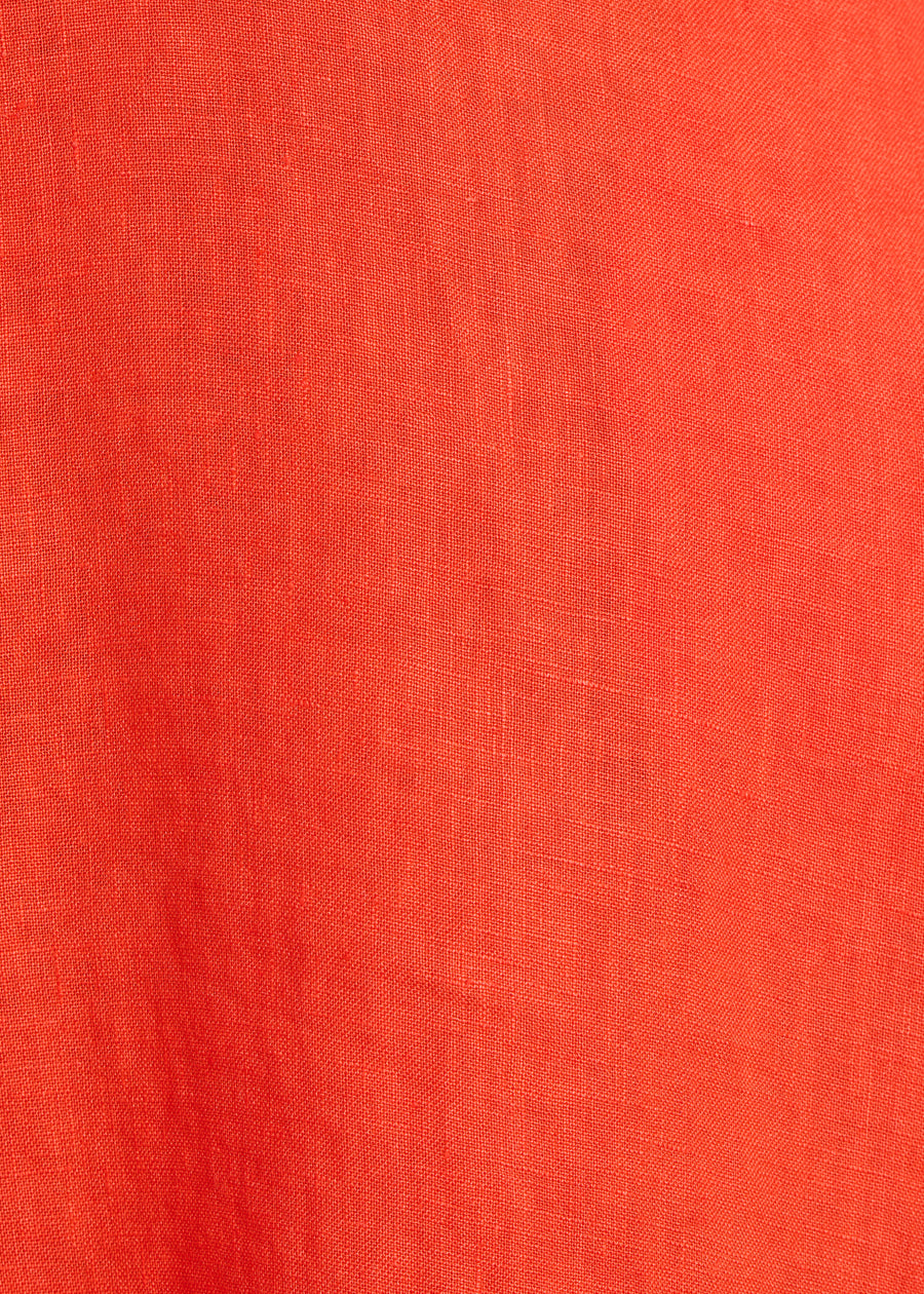 Orange linen jumpsuit with elastic straps - La Fée Maraboutée