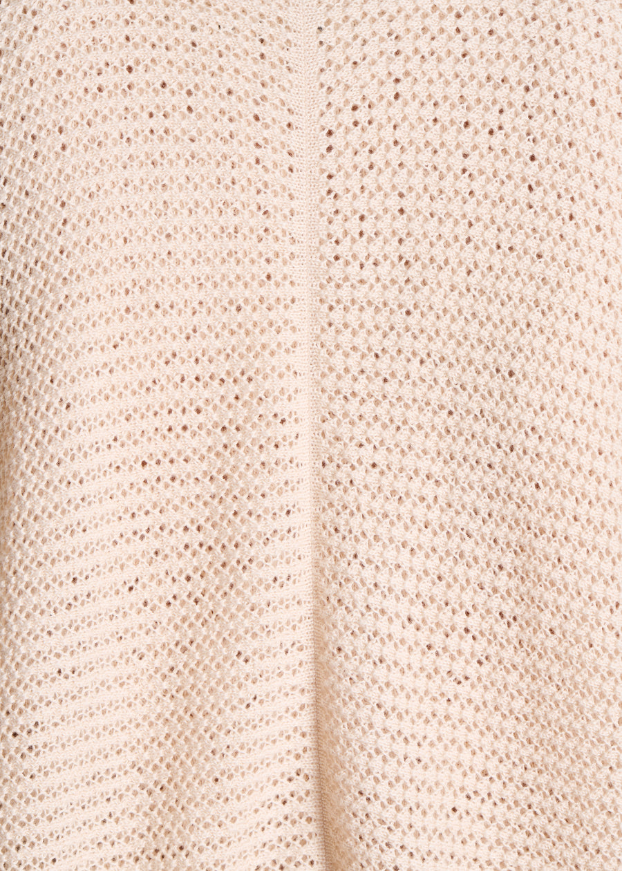 Beige cropped cardigan in pointelle knit - La Fée Maraboutée