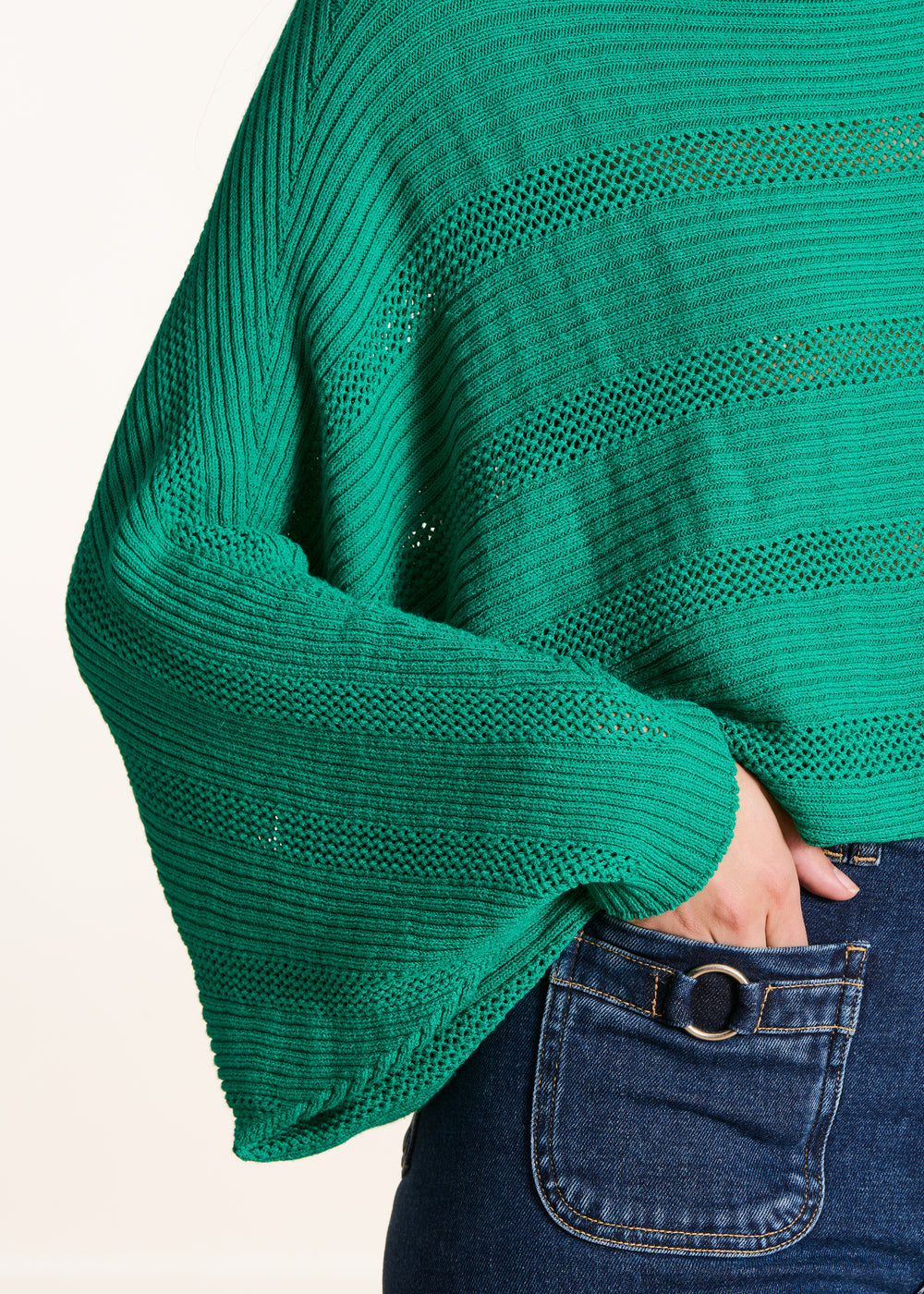 Pull cape vert à manches longues - La Fée Maraboutée