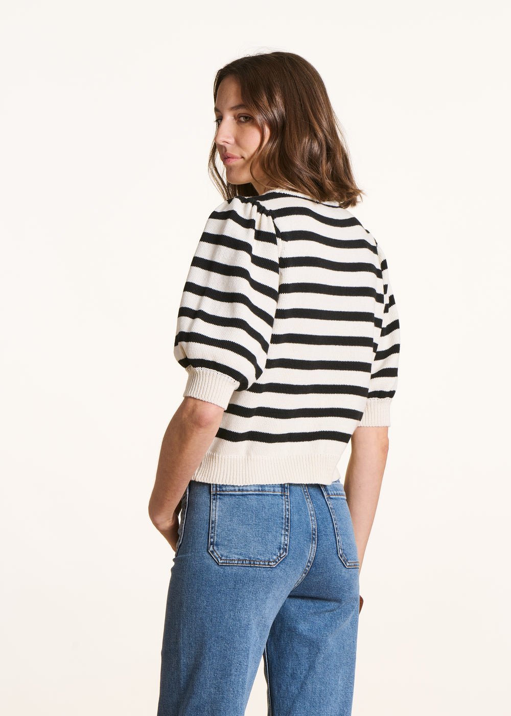 Striped round neck sweater - La Fée Maraboutée