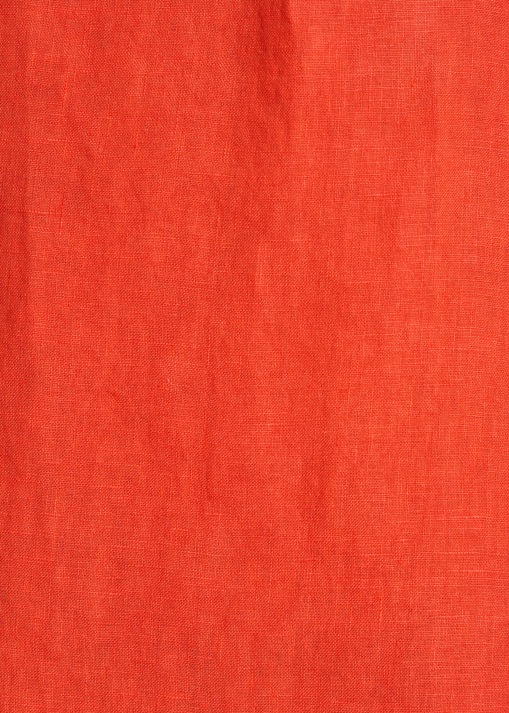 Loose short orange linen dress with V-neck - La Fée Maraboutée