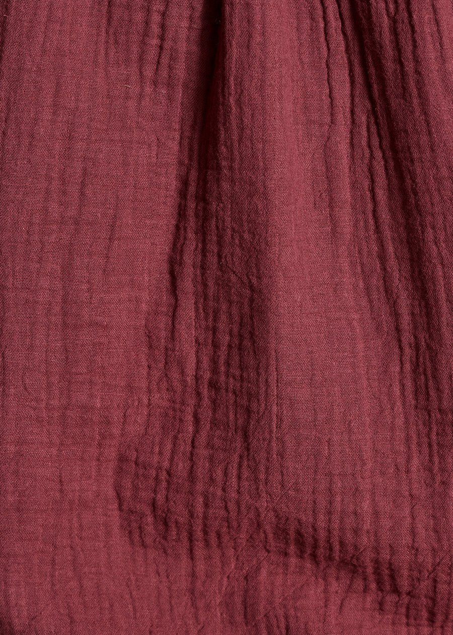 Brown embroidered cotton gauze top - La Fée Maraboutée
