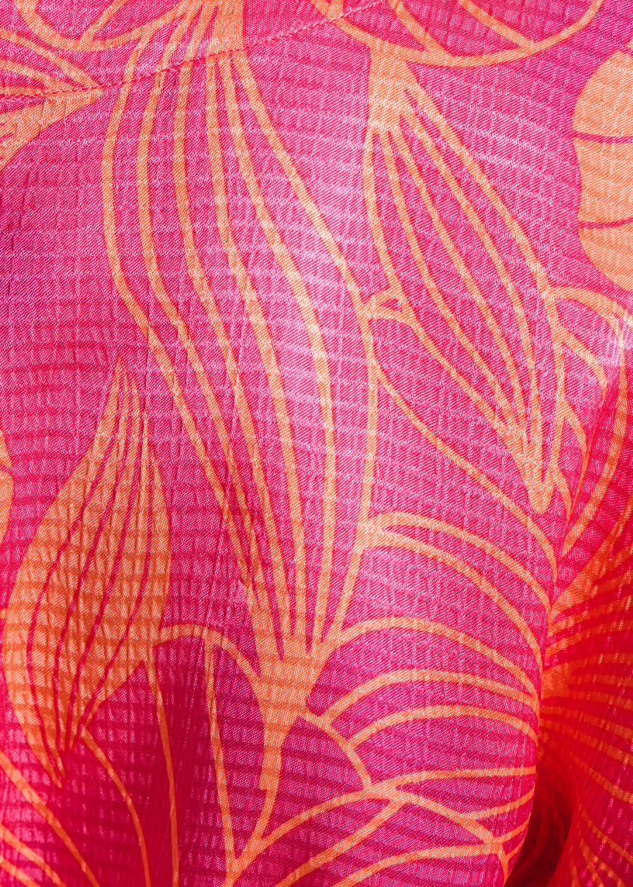 Short top with pink floral print - La Fée Maraboutée