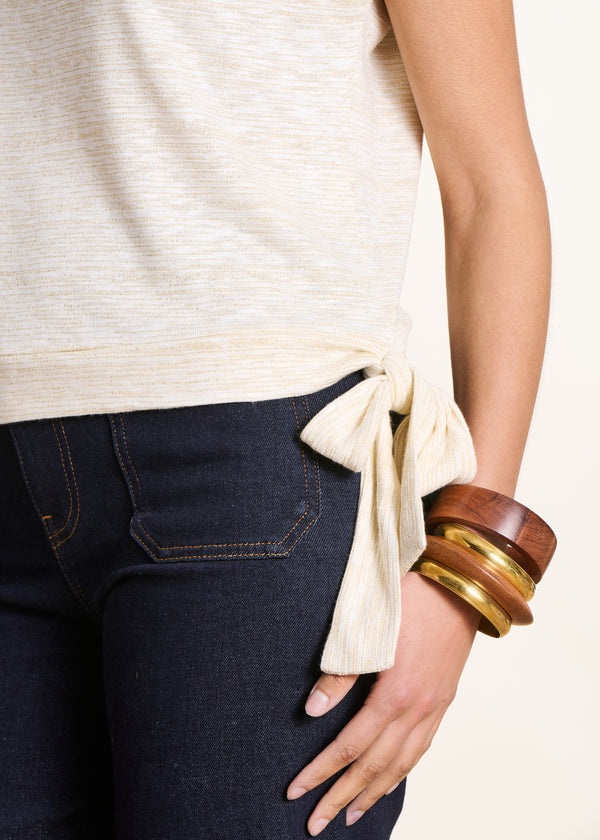 T-shirt écru irisé en jersey sans manches - La Fée Maraboutée