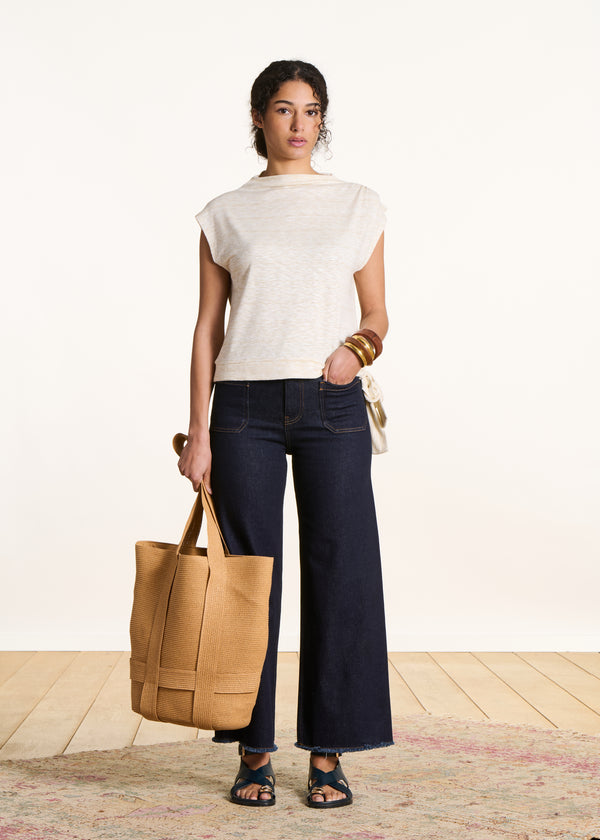 T-shirt écru irisé en jersey sans manches - La Fée Maraboutée