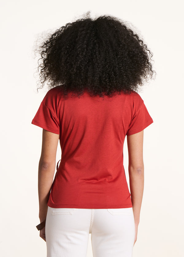 T-shirt fluide terracotta en lyocell et coton - La Fée Maraboutée